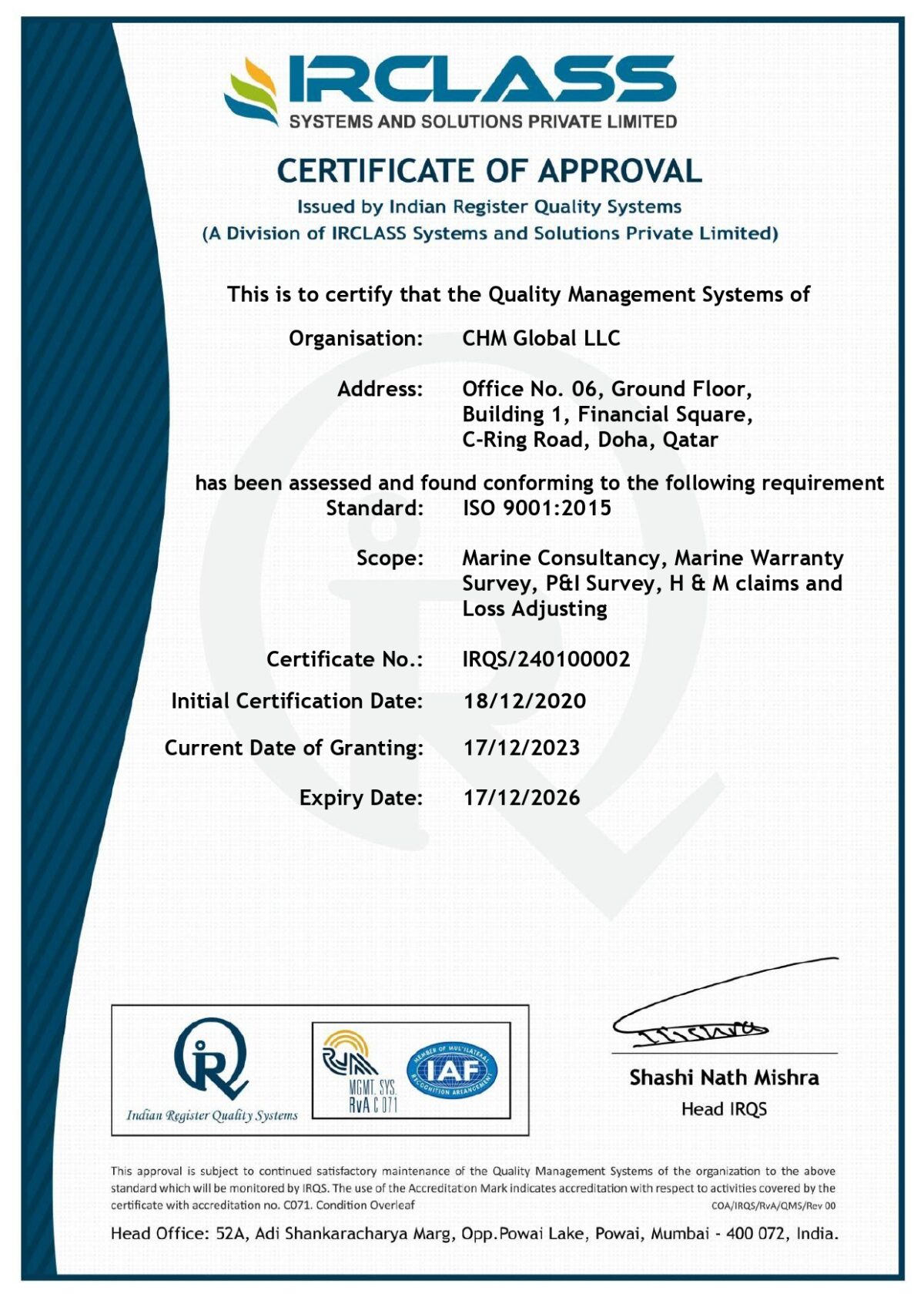 Certifications – CHM Global